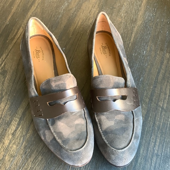 Bass | Shoes | Bass Suede Camo Penny Loafers Size 9 | Poshmark